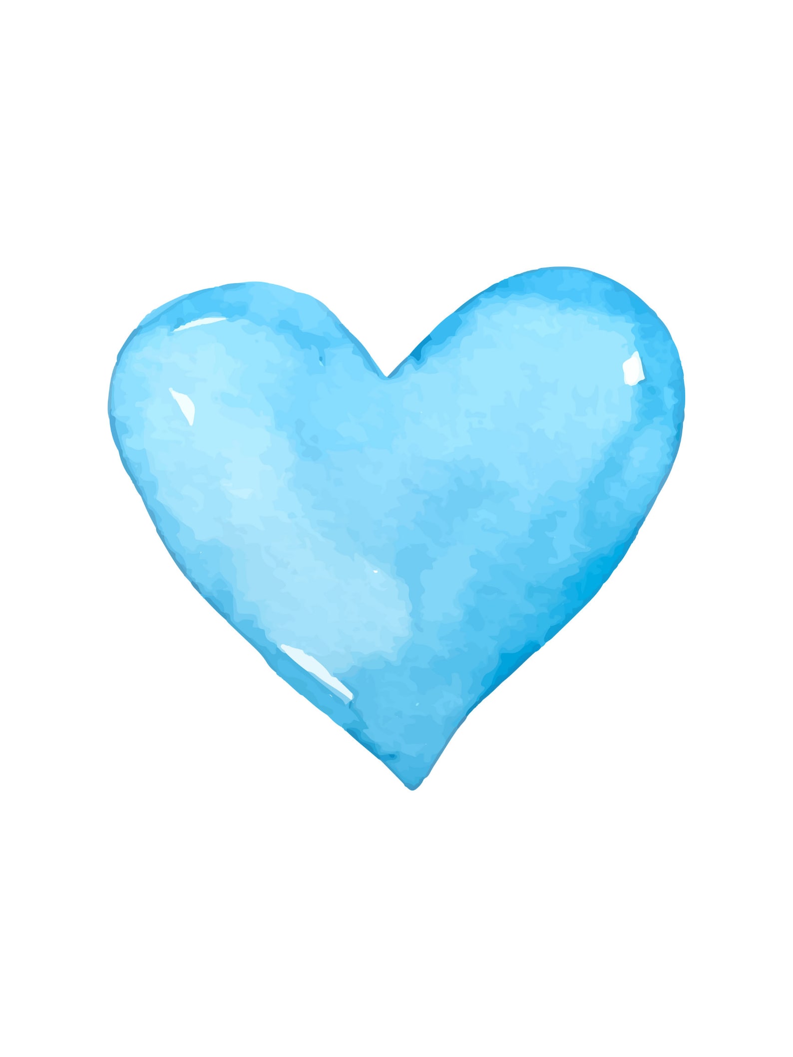 Blue Watercolor Digital Heart Print - Etsy