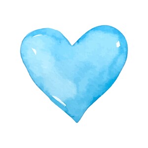 Blue Watercolor Digital Heart Print - Etsy