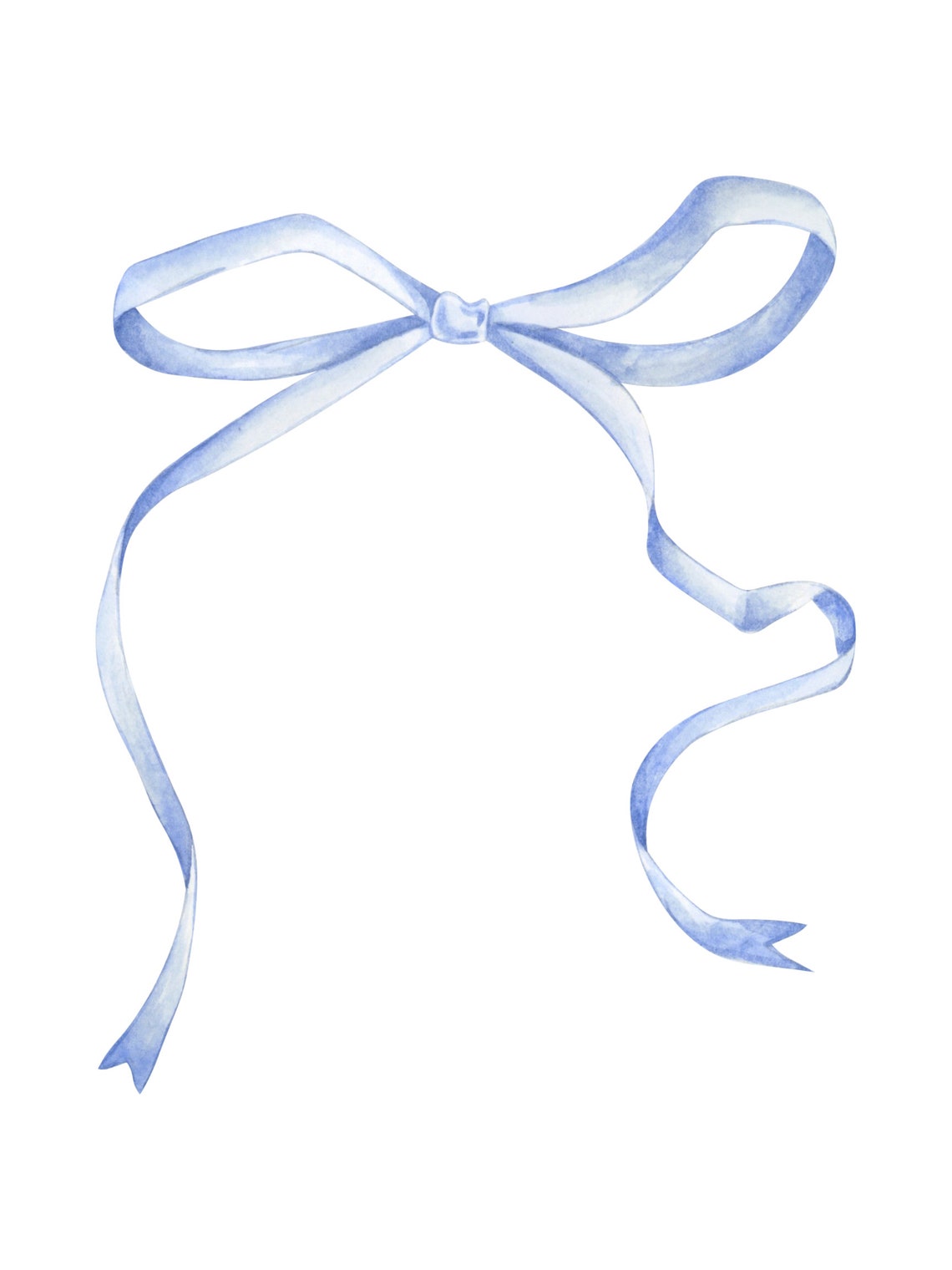 Thin Blue Watercolor Bow Digital Print - Etsy