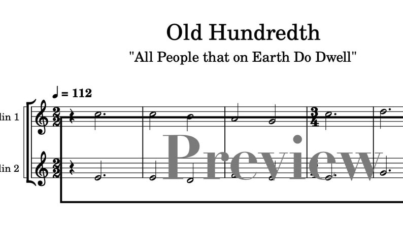 Old Hundredth - Beginner Hymn Violin Duet - Etsy