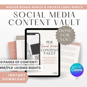 Social Media Content Vault I Social Media Optimization Ebook I PLR I MRR I Done for You I Hooks ...