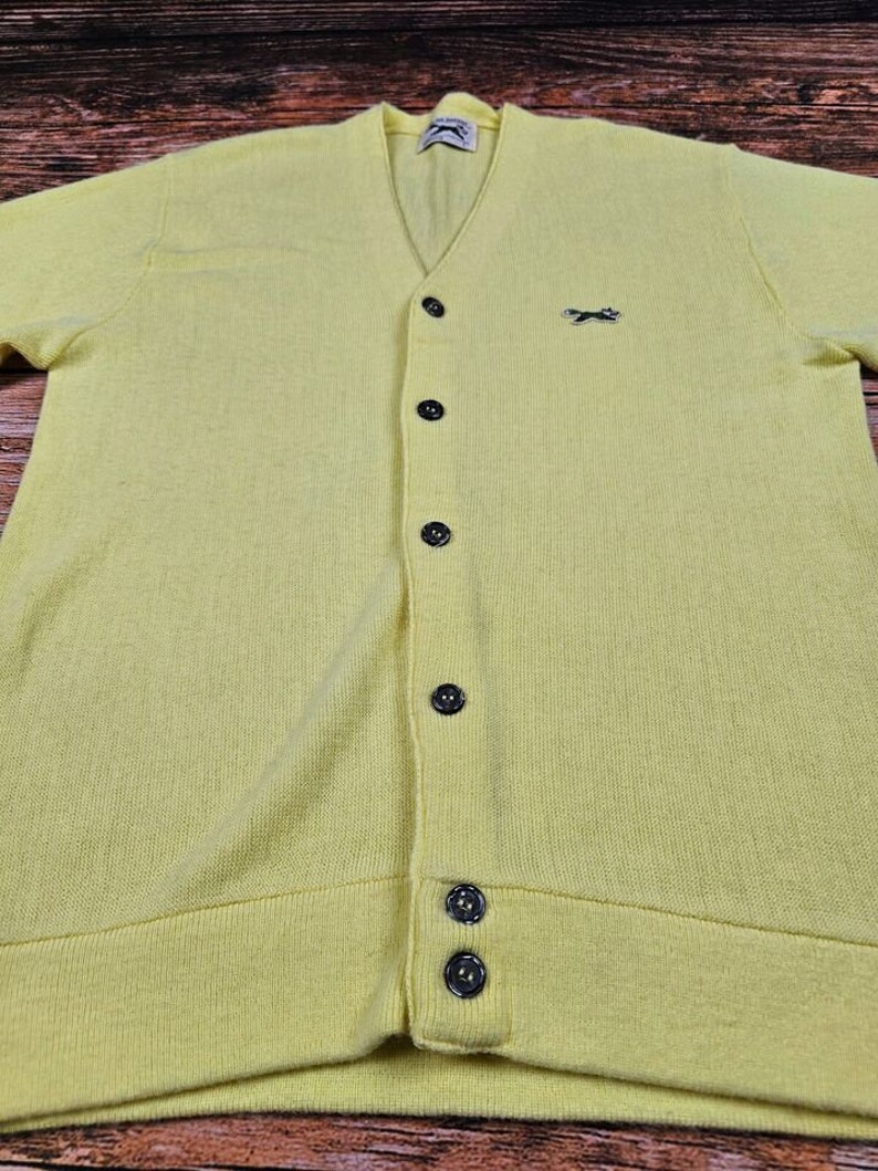 VTG 70s the Fox Sweater JC Penney Men's L Yellow Cardigan Sweater ...