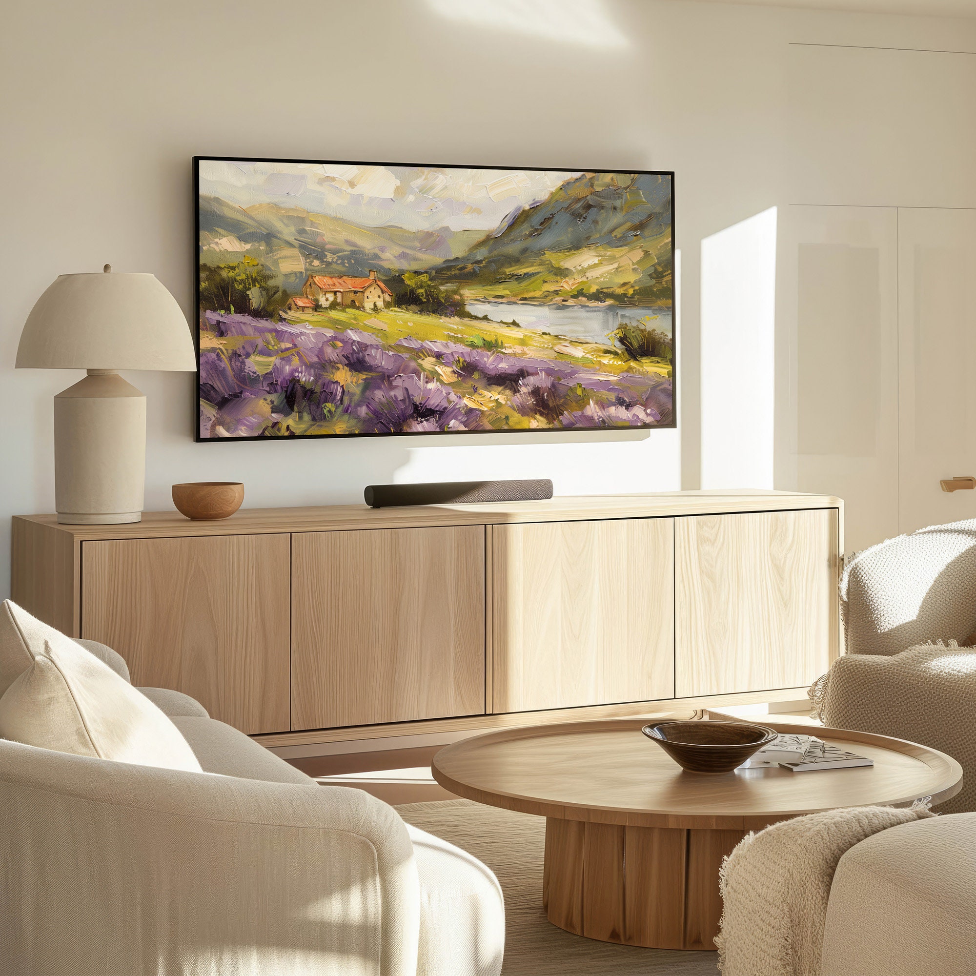Samsung Frame TV Art Download Painting Lavender Fields and Rustic ...