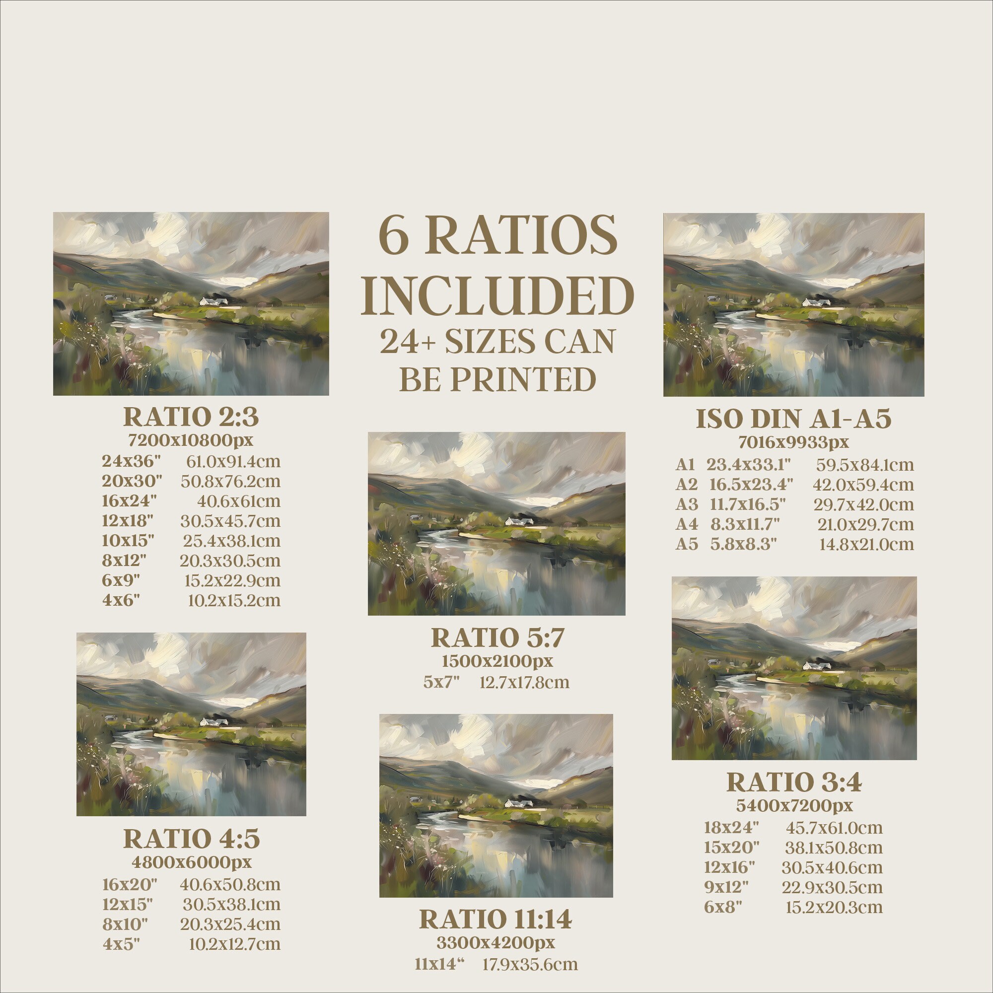 Printable Vintage Serene Landscape Enchanting River View With Rolling ...