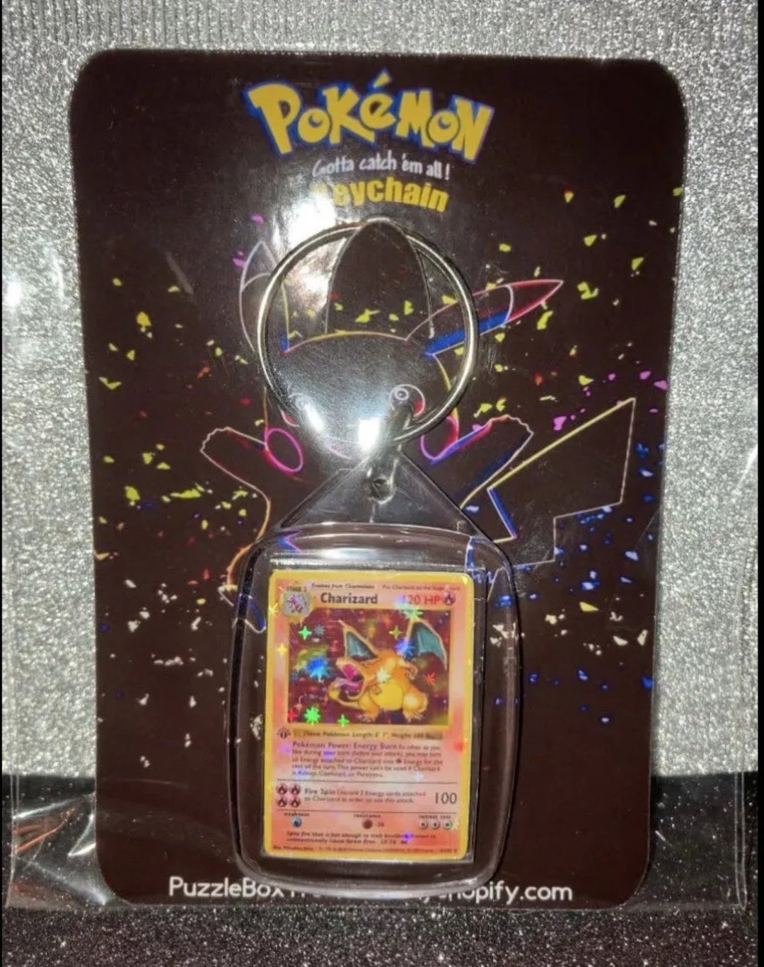 Holographic Charizard Pokemon Card Keychain Base Set Holo Ultra Rare ...
