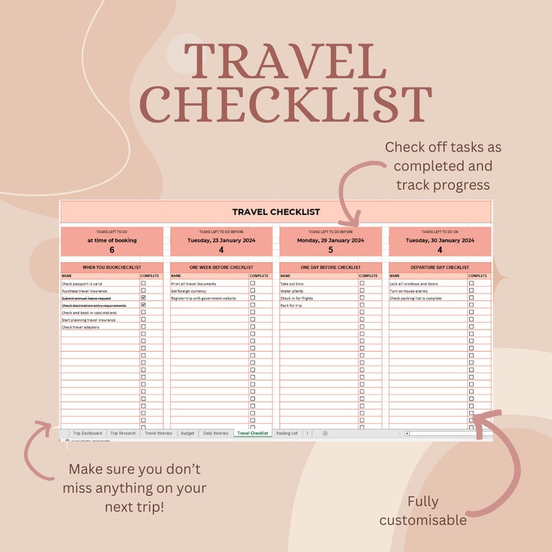 Travel Planning Template, Digital Holiday Plan & Itinerary Template for ...