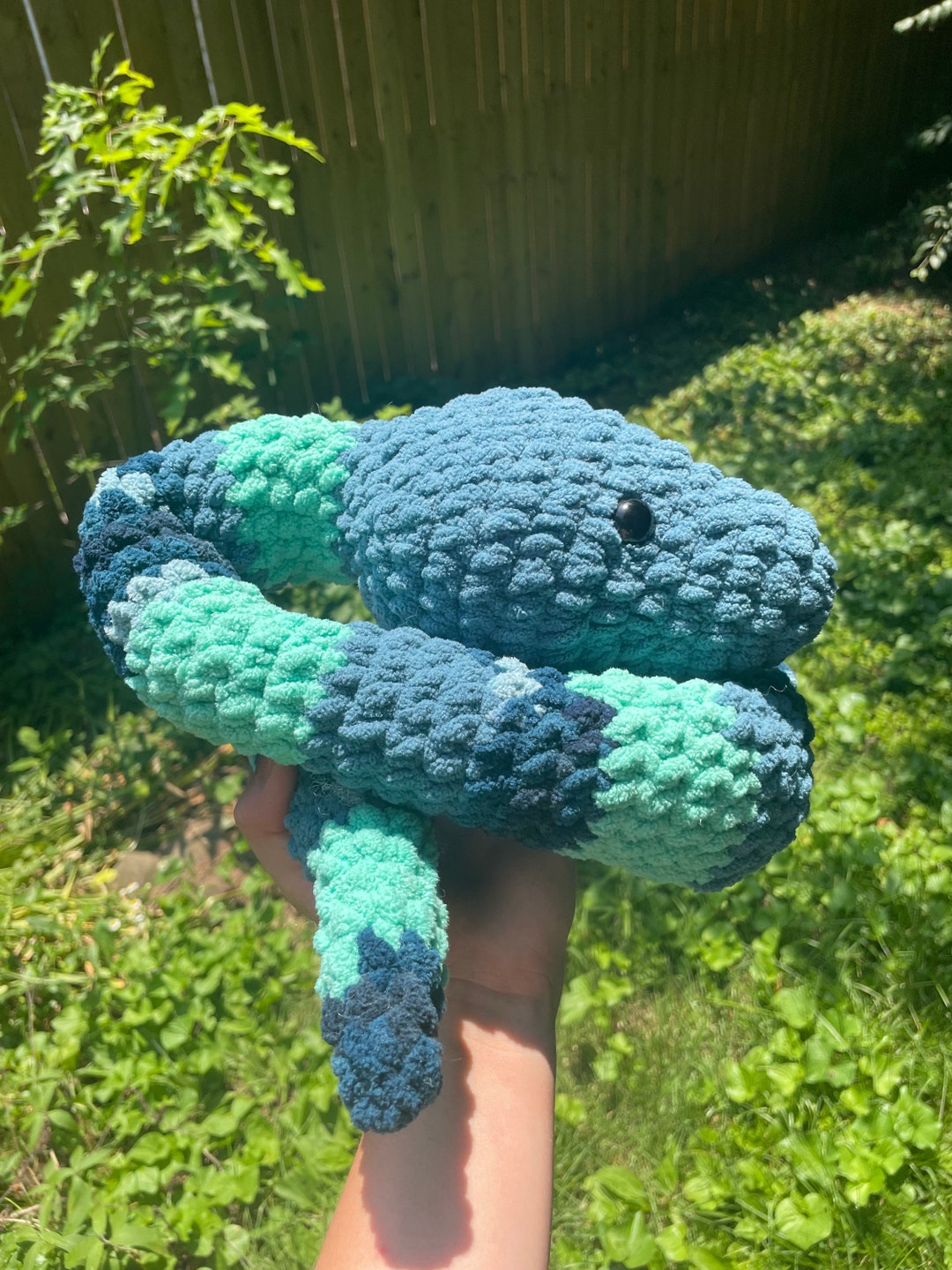 Blue and Green Crochet Snake Stuffed Animal - Etsy
