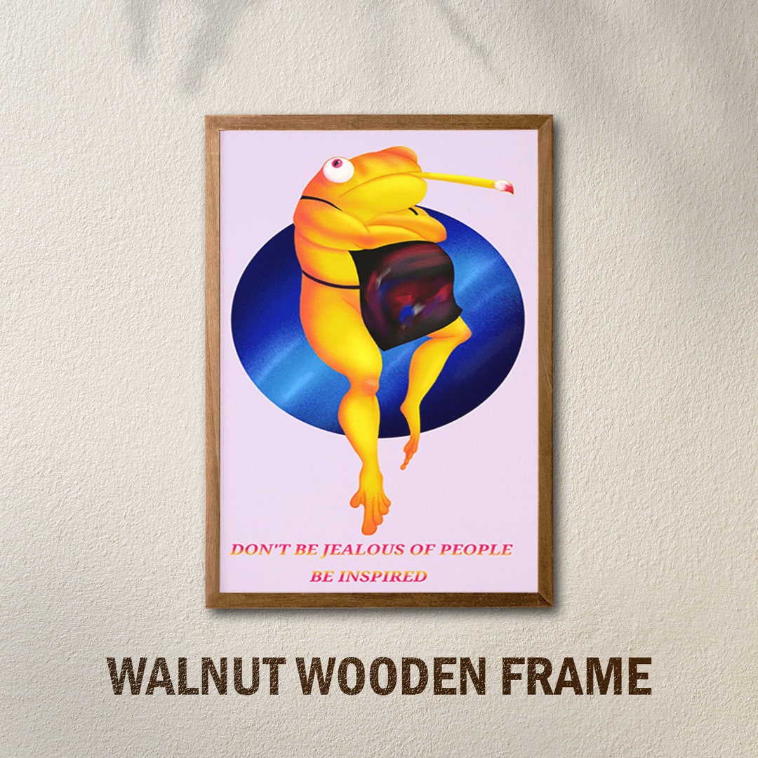 Retro Frog Wall Print-vintage Mushroom Illustration-funny Positivity ...