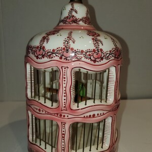 Vintage Italian Ceramic Parrot in Cage - Etsy