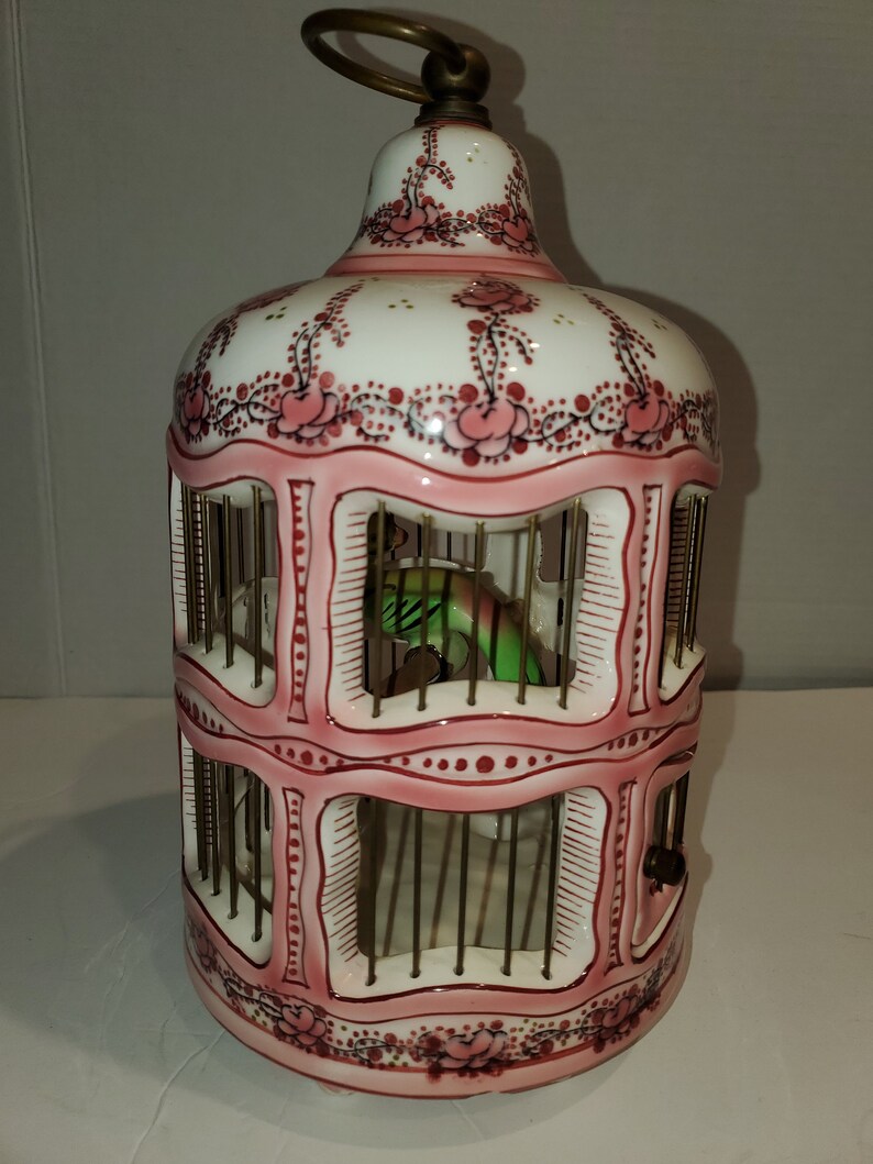 Vintage Italian Ceramic Parrot in Cage - Etsy