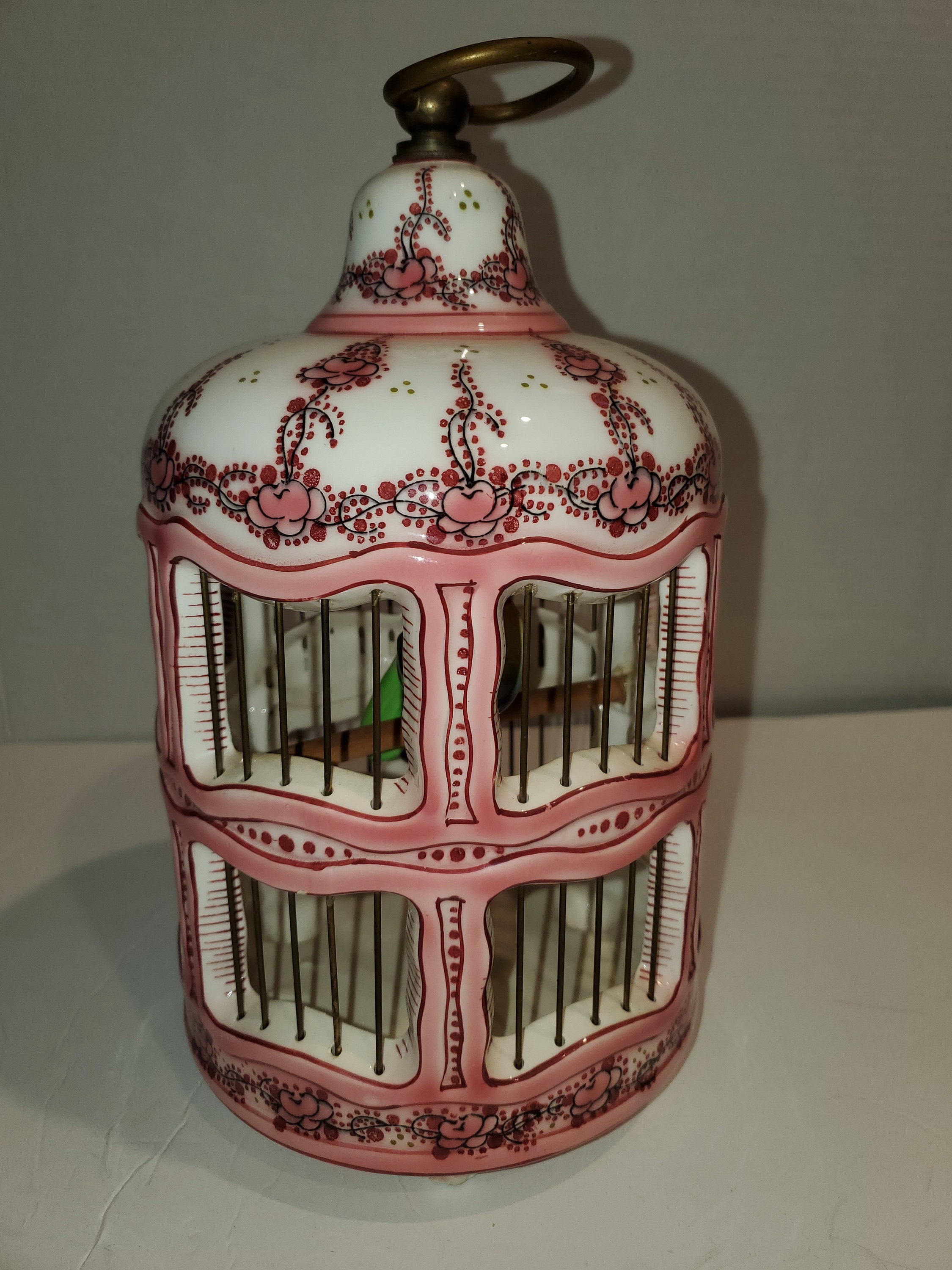 Vintage Italian Ceramic Parrot in Cage - Etsy