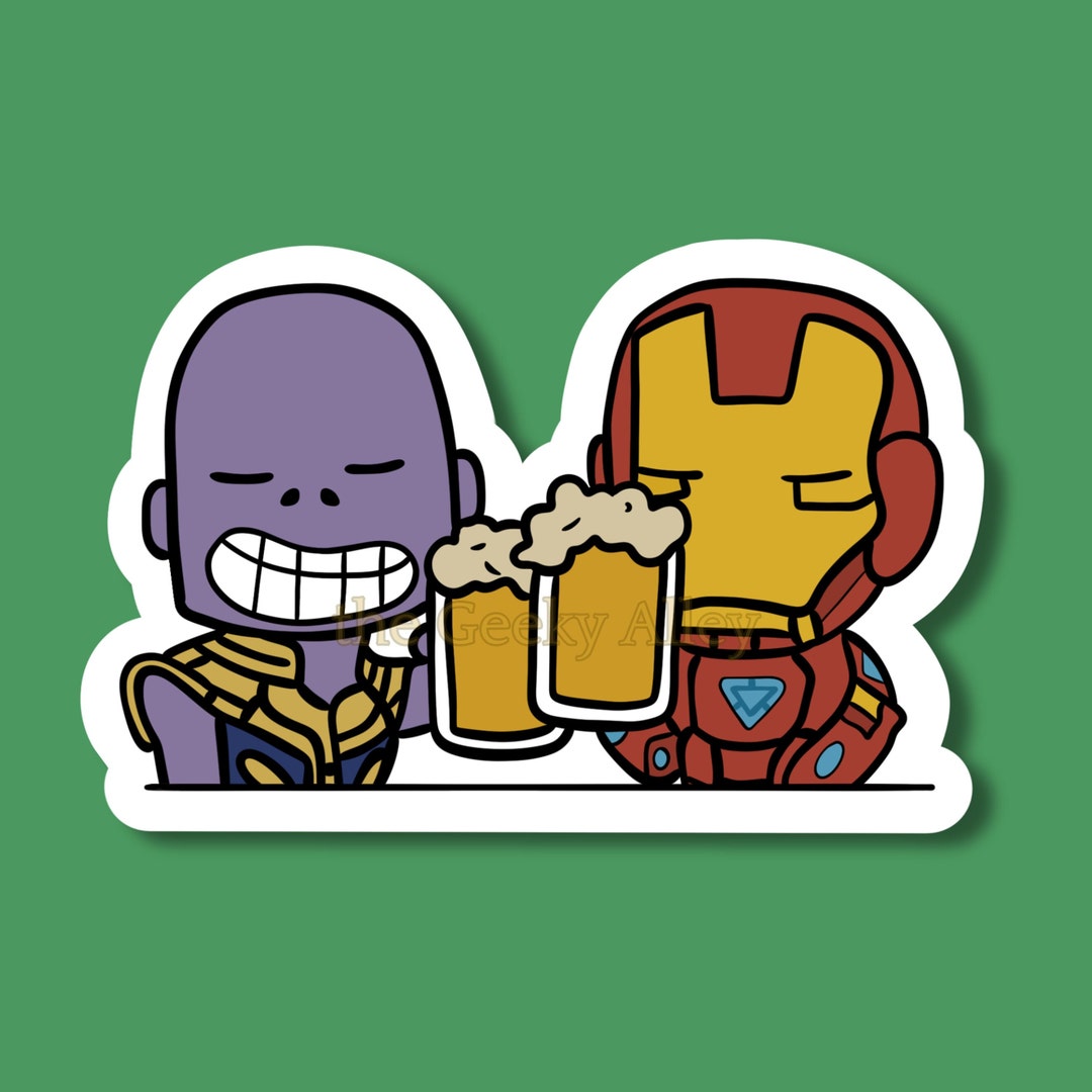 Thanos and Iron Man Sticker Avengers Endgame Inspired, Dishwasher Safe ...