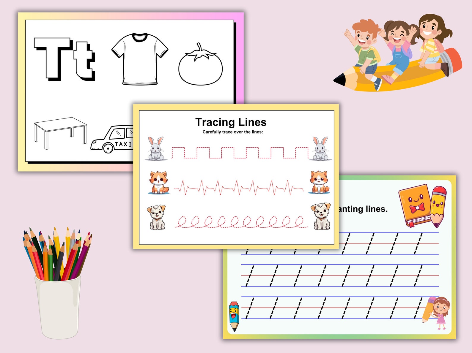 Alphabet Numbers Tracing and Coloring Activity Printable Pages Pads ...