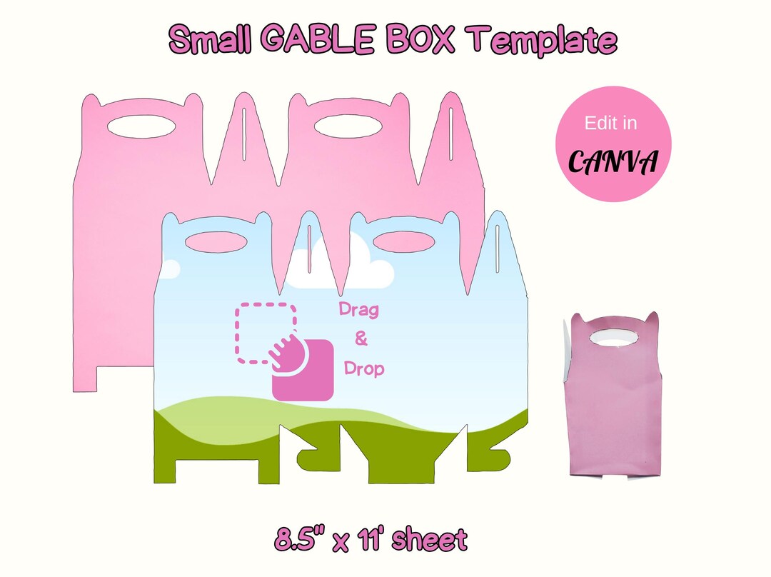 Editable Party Small Gable Box Template, Printable Small Treat Box DIY ...