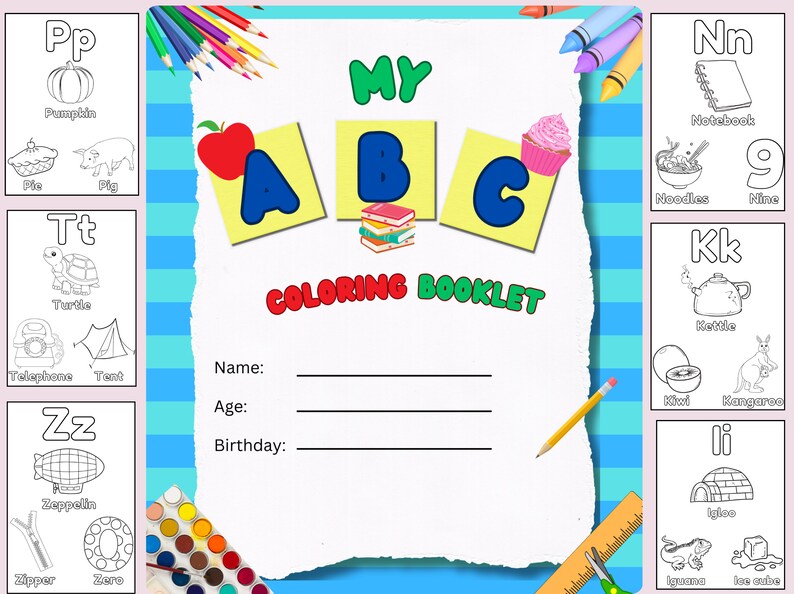 Abc Coloring Printable Pages Book Pads Alphabet From A to Z for Kids ...