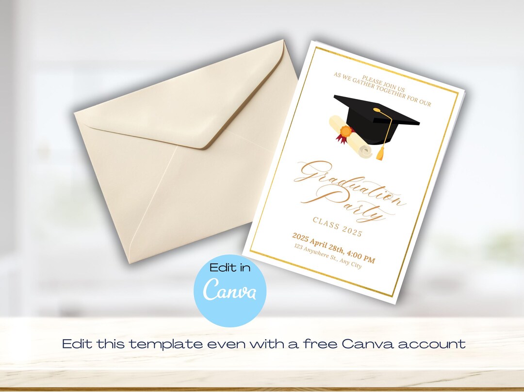 Editable Graduation Class Party Invitation Card Template Graduation ...