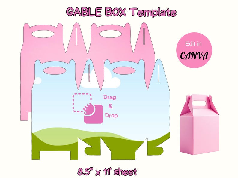 Editable Party Gable Box Template, Printable Birthday Gable Box, DIY ...