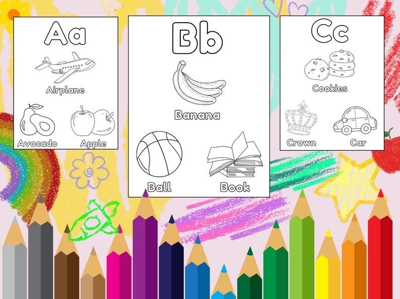 Abc Coloring Printable Pages Book Pads Alphabet From A to Z for Kids ...