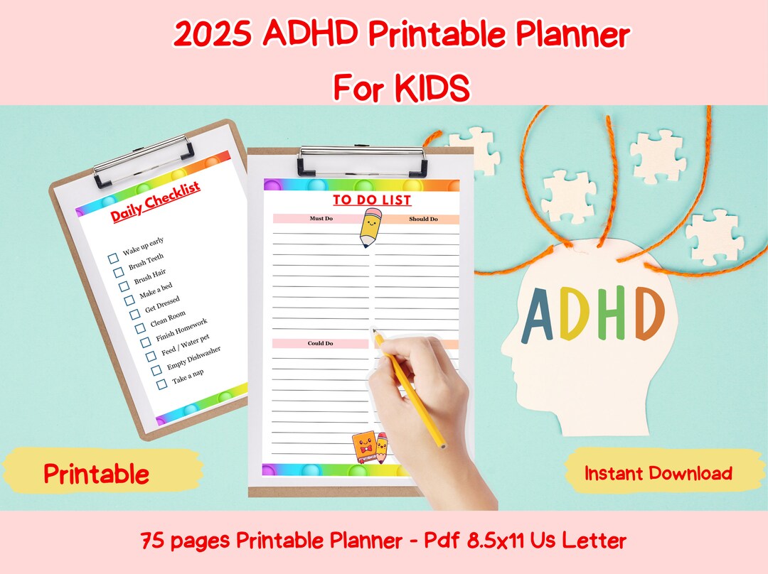 2025 ADHD to Do List Daily Printable Planner Journal and Checklist ...