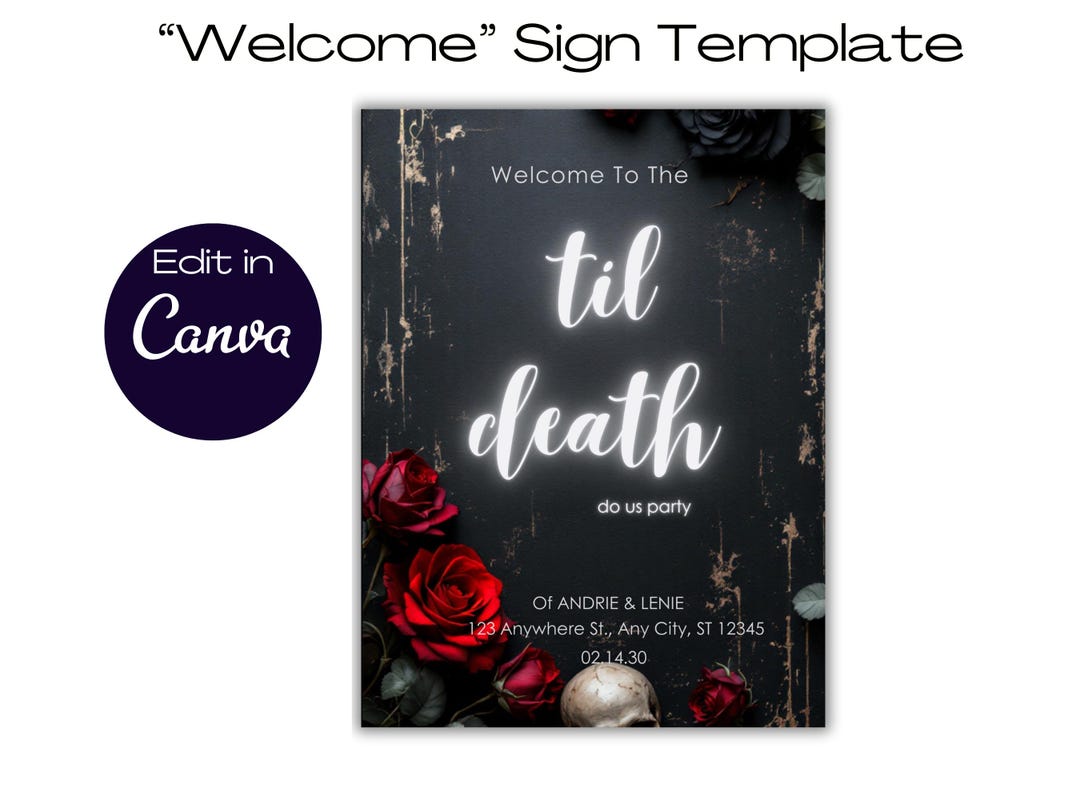 Editable Wedding Welcome Sign Template Gothic Welcome Poster, Printable ...