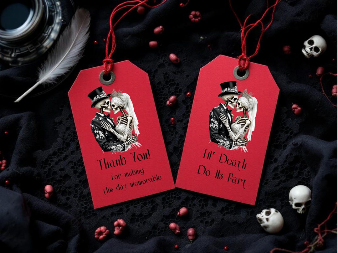 Gothic Wedding Gift Tags Printable – Skeleton Couple Bride and Groom ...