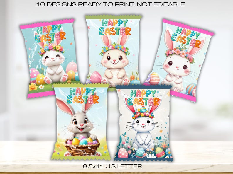 Easter Bunny Chip Printable Candy Bag DIY Happy Easter Ready to Print ...