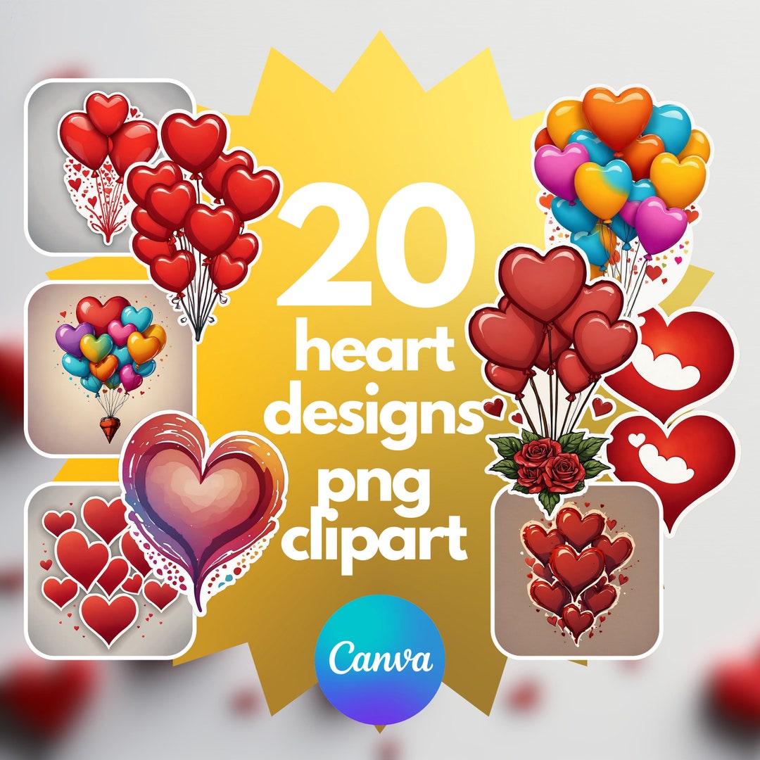 Watercolor Valentine's Day Hearts Clipart Pngs - Etsy