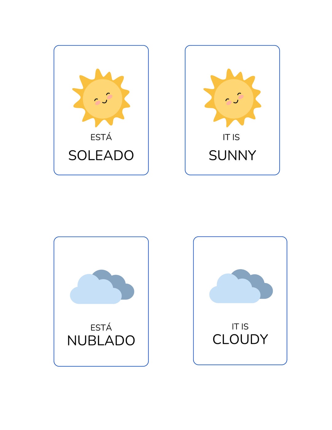 Memory Game - Weather in Spanish. Clima - Juego De Memoria - Etsy