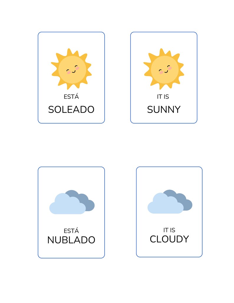 Memory Game - Weather in Spanish. Clima - Juego De Memoria - Etsy