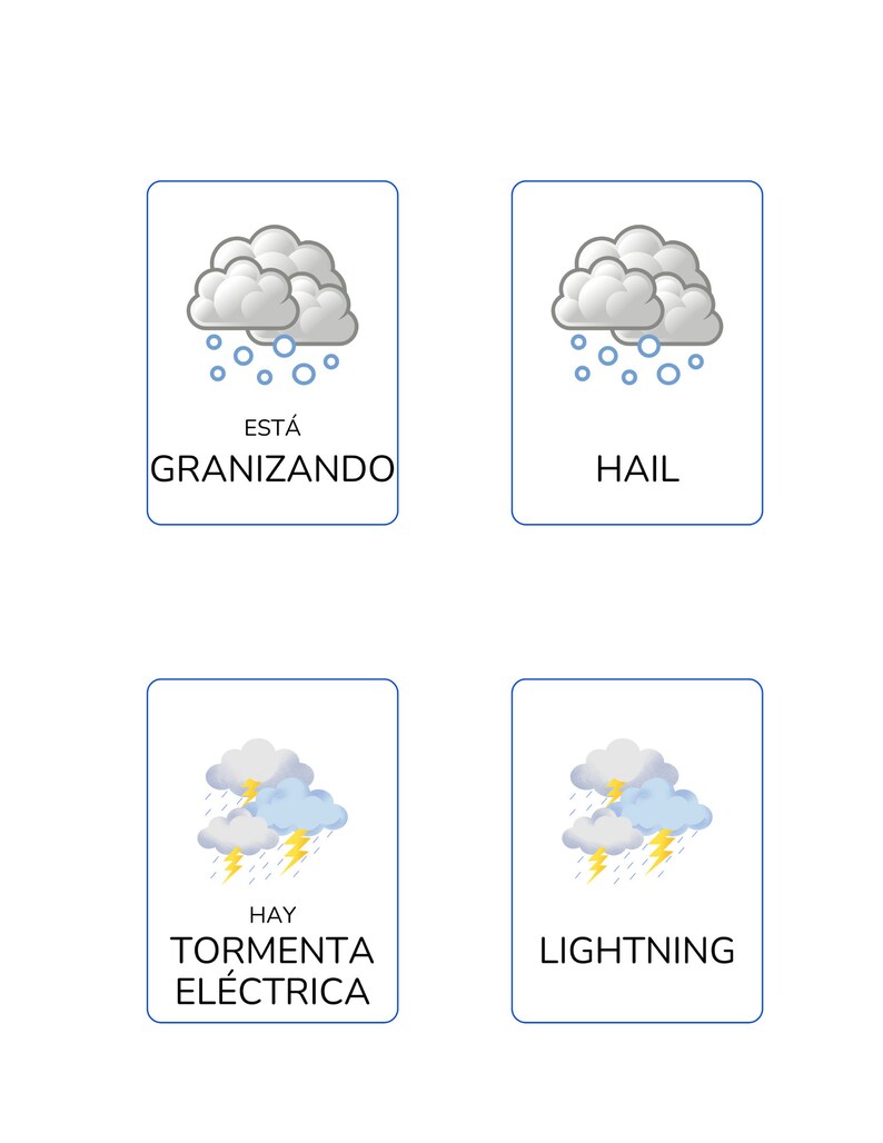 Memory Game - Weather in Spanish. Clima - Juego De Memoria - Etsy