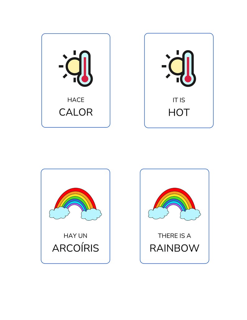Memory Game - Weather in Spanish. Clima - Juego De Memoria - Etsy