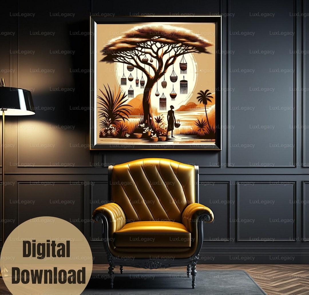 African Wall Art African Landscape Digital Art Print Abstract African ...