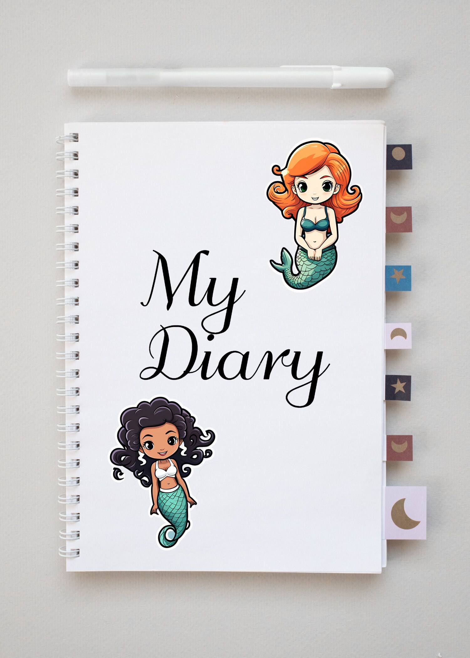 10 Mermaid-themed Downloadable Digital Sticker Sheet, PNG Stickers ...