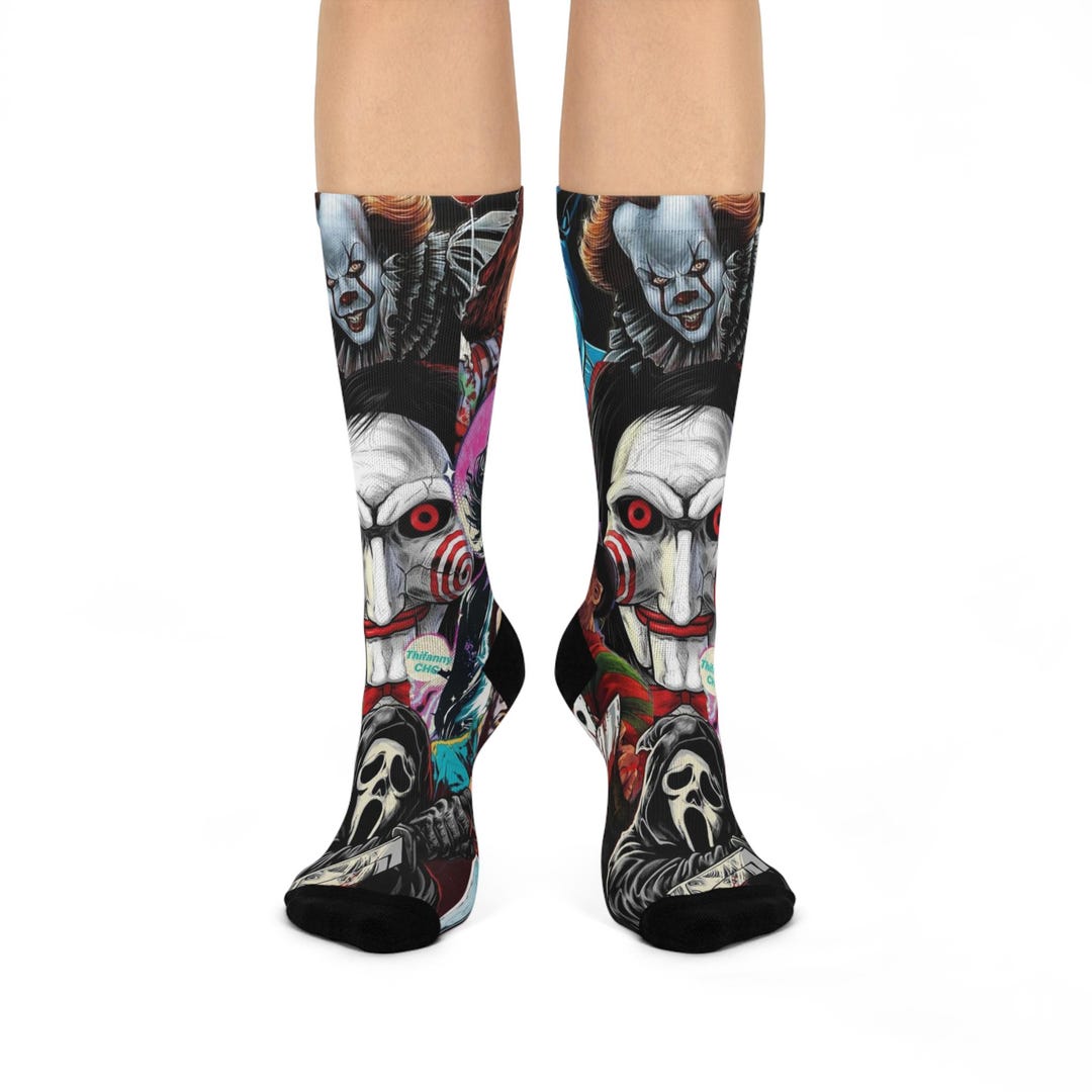 Horror-themed Crew Socks, Spooky Socks, Halloween Accessories, Gift for ...