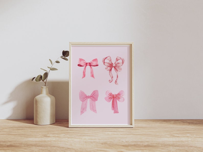 Coquette Inspired Pink Bows Satin and Matte Posters Cute Posters Room ...