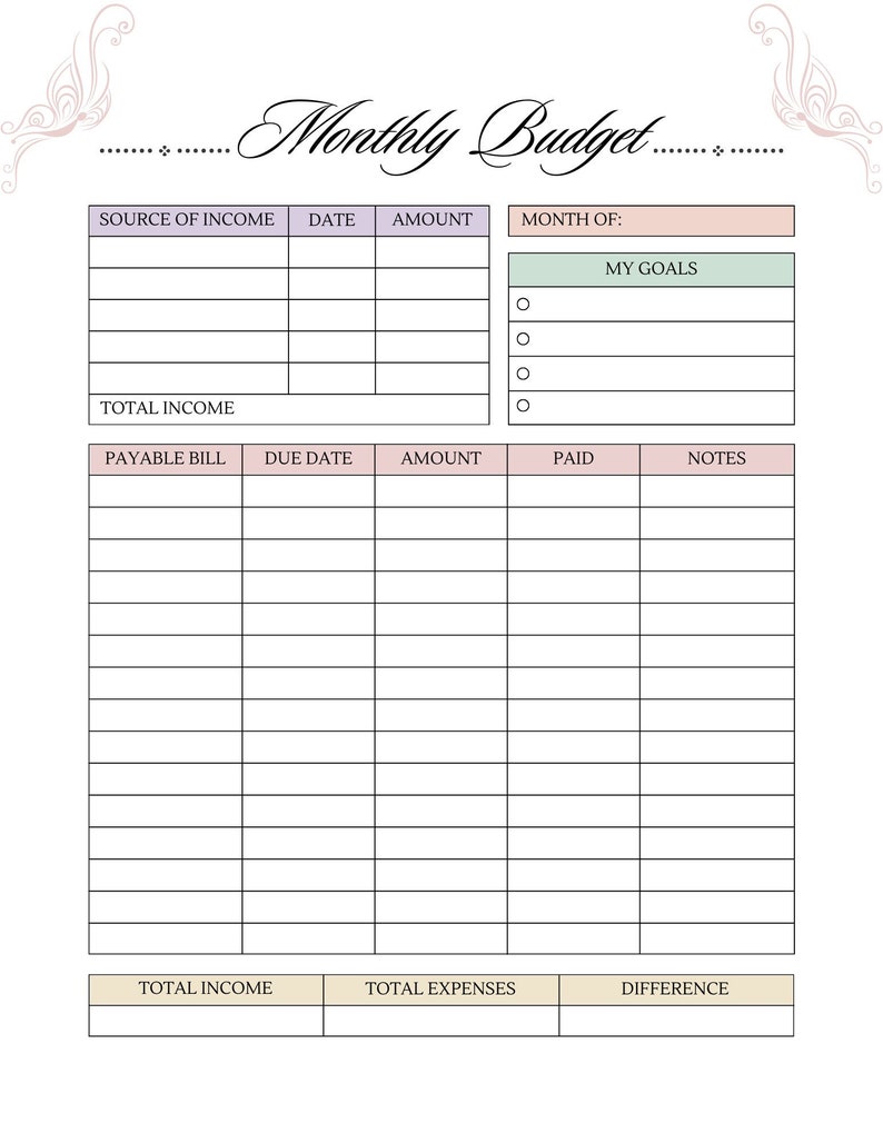 Monthly Budgeting Planner- Download or Print - Etsy