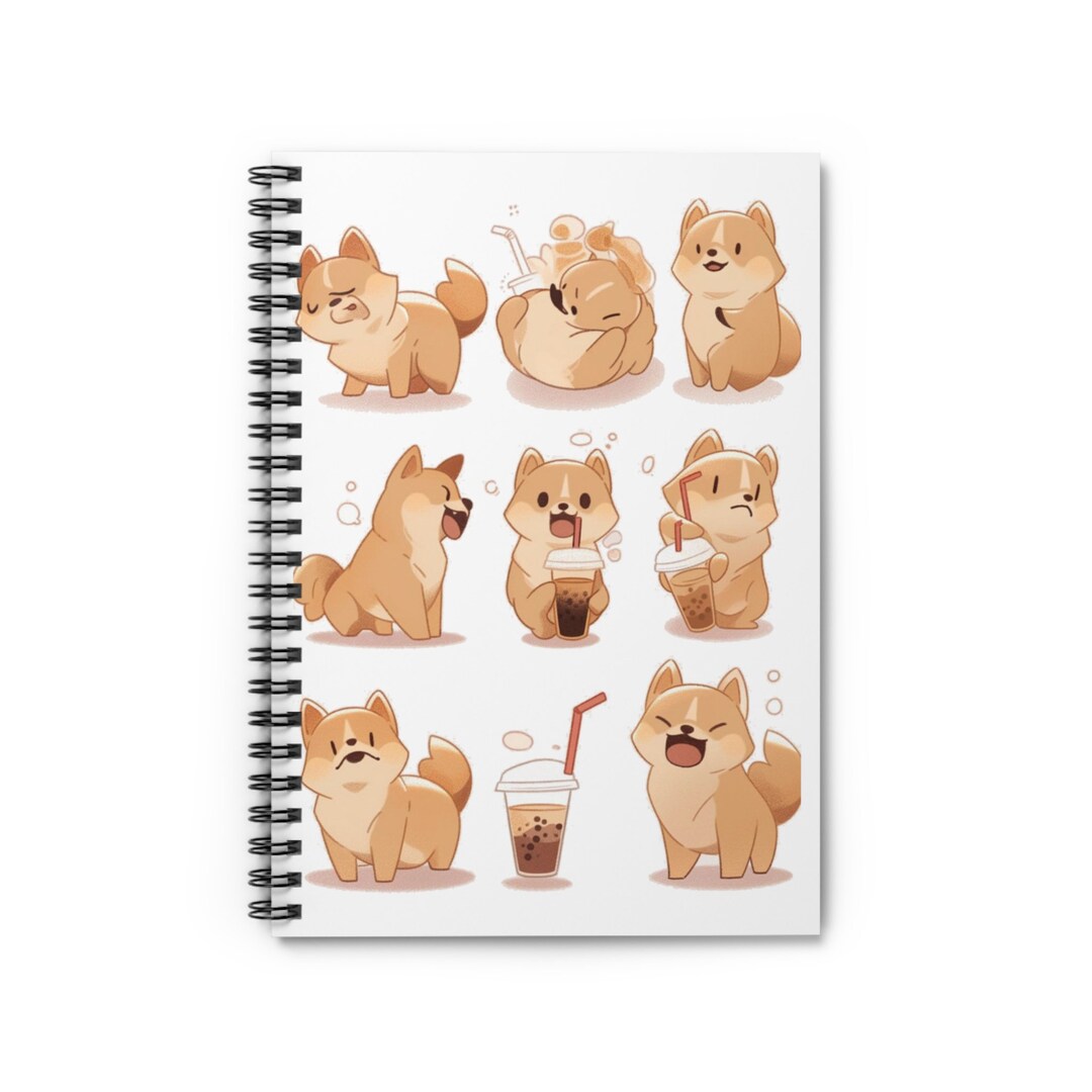 Cartoon Shiba Inu Spiral Notebook Ruled Line, Pet Lover, Gift, School ...