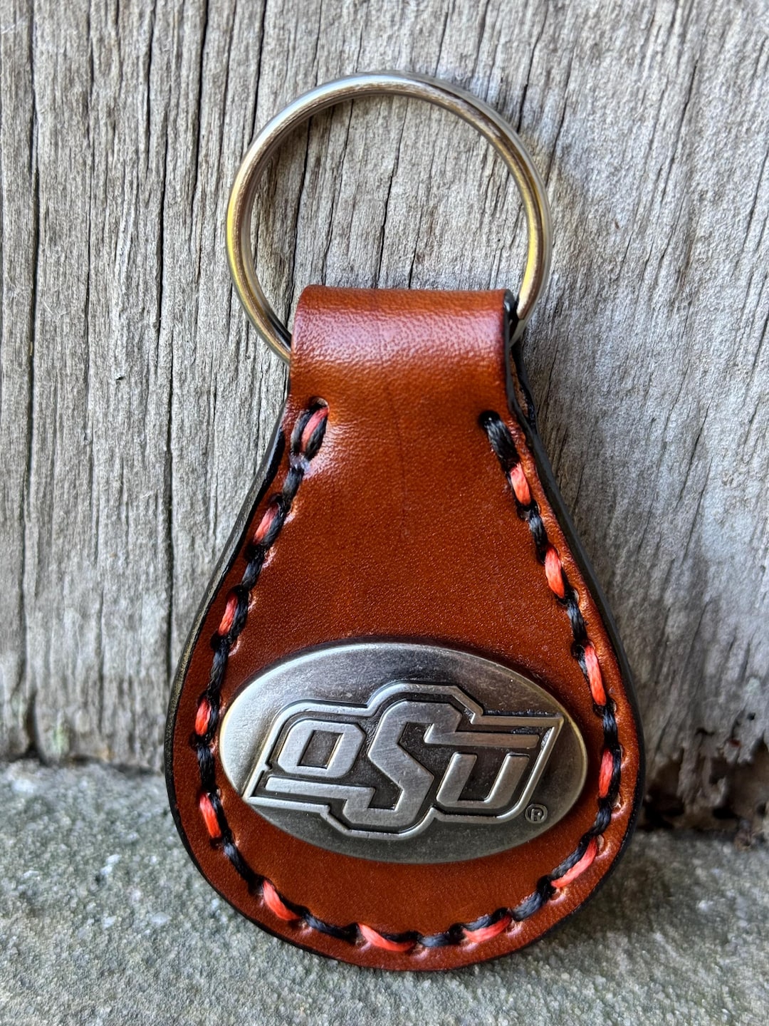 Oklahoma State Leather Keyring - Etsy