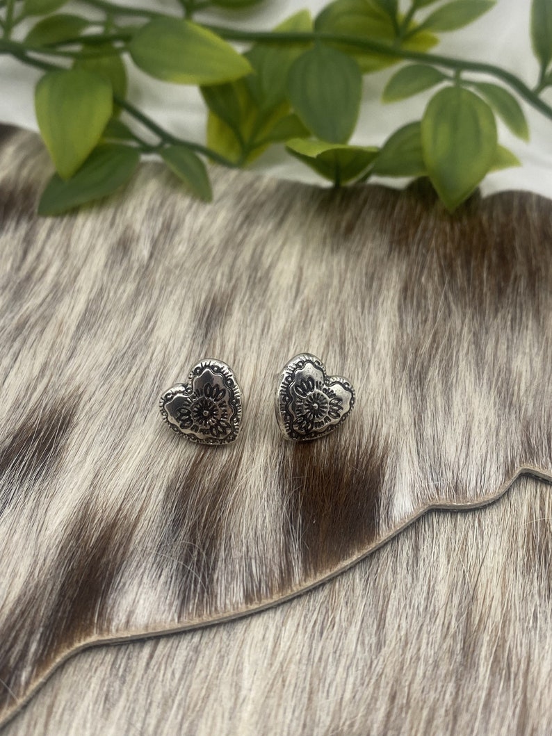 Western Heart Shaped Stud Earrings - Etsy