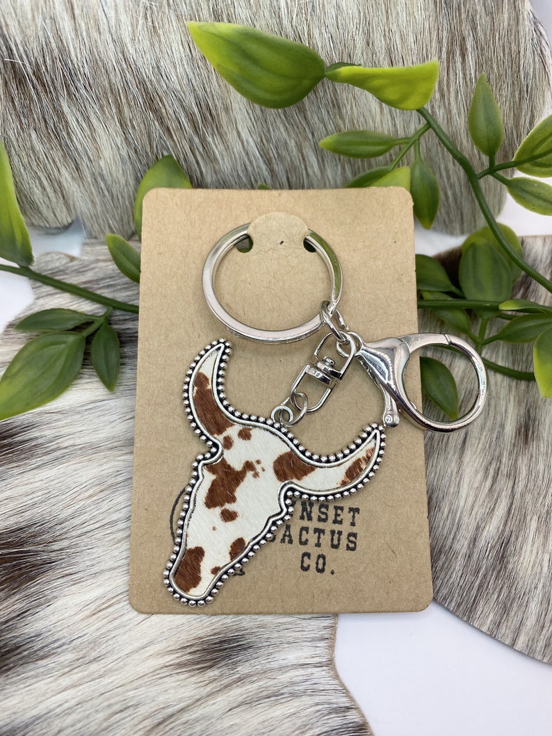 Steer Cowhide Keychain - Etsy