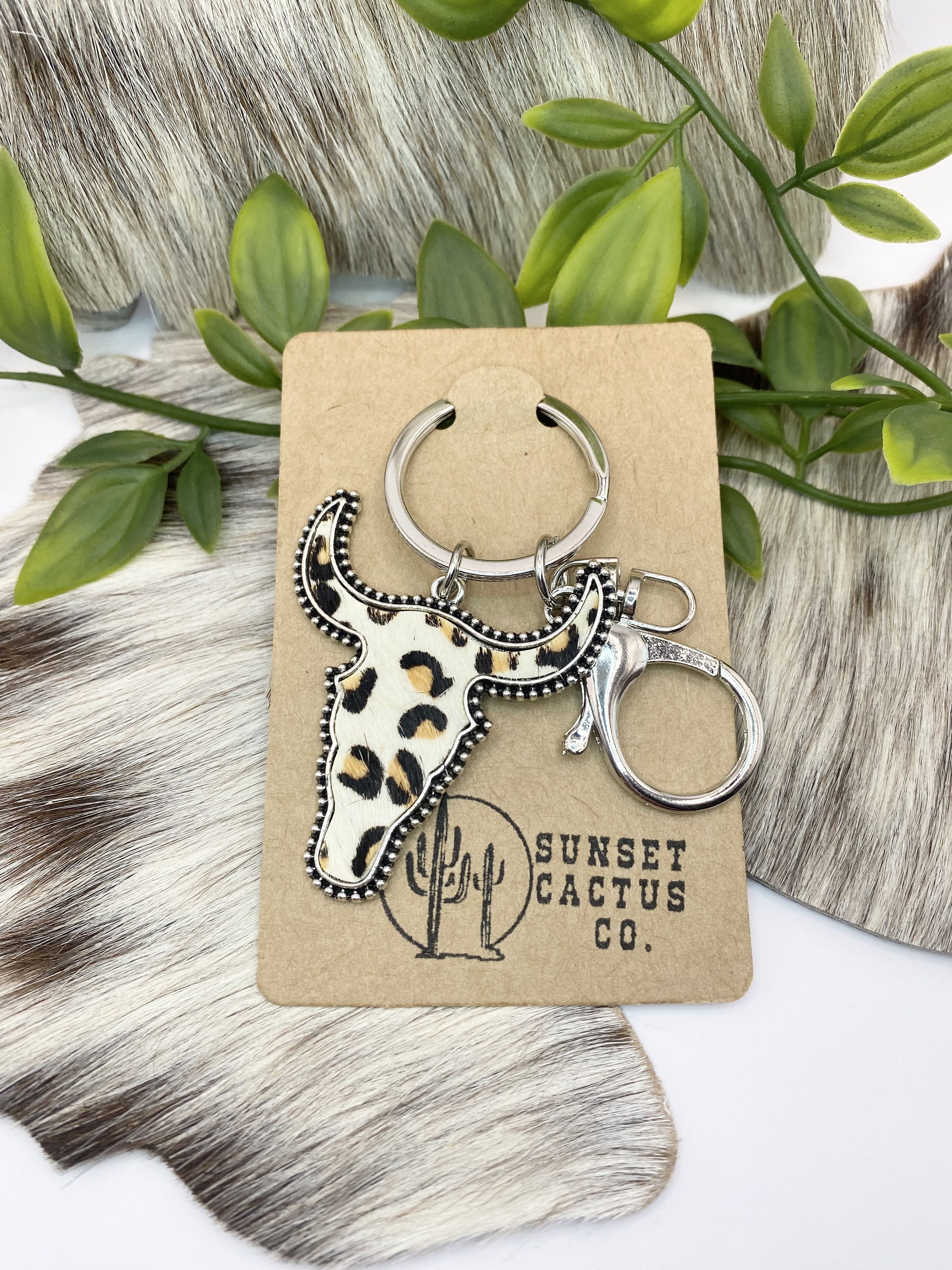 Steer Cowhide Keychain - Etsy