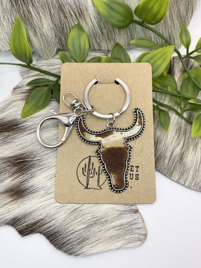 Steer Cowhide Keychain - Etsy