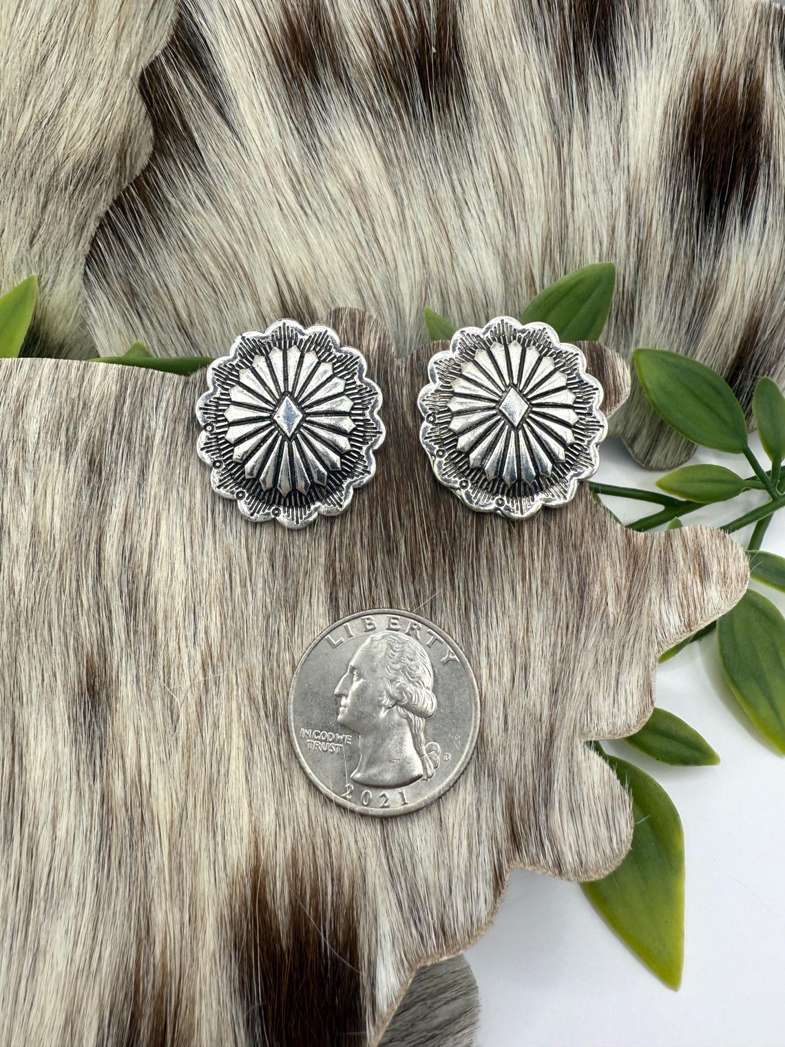 Concho Stud Earrings, Western Earrings, Large Studs - Etsy