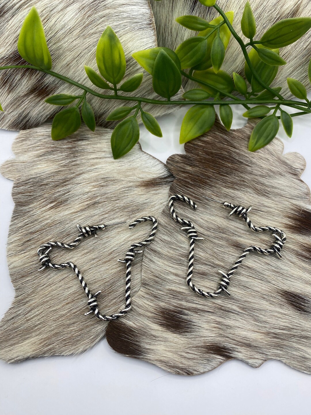 Western Barbed Wire Cow Shaped Hoops, Large Hoops, Barbed Wire Hoops - Etsy