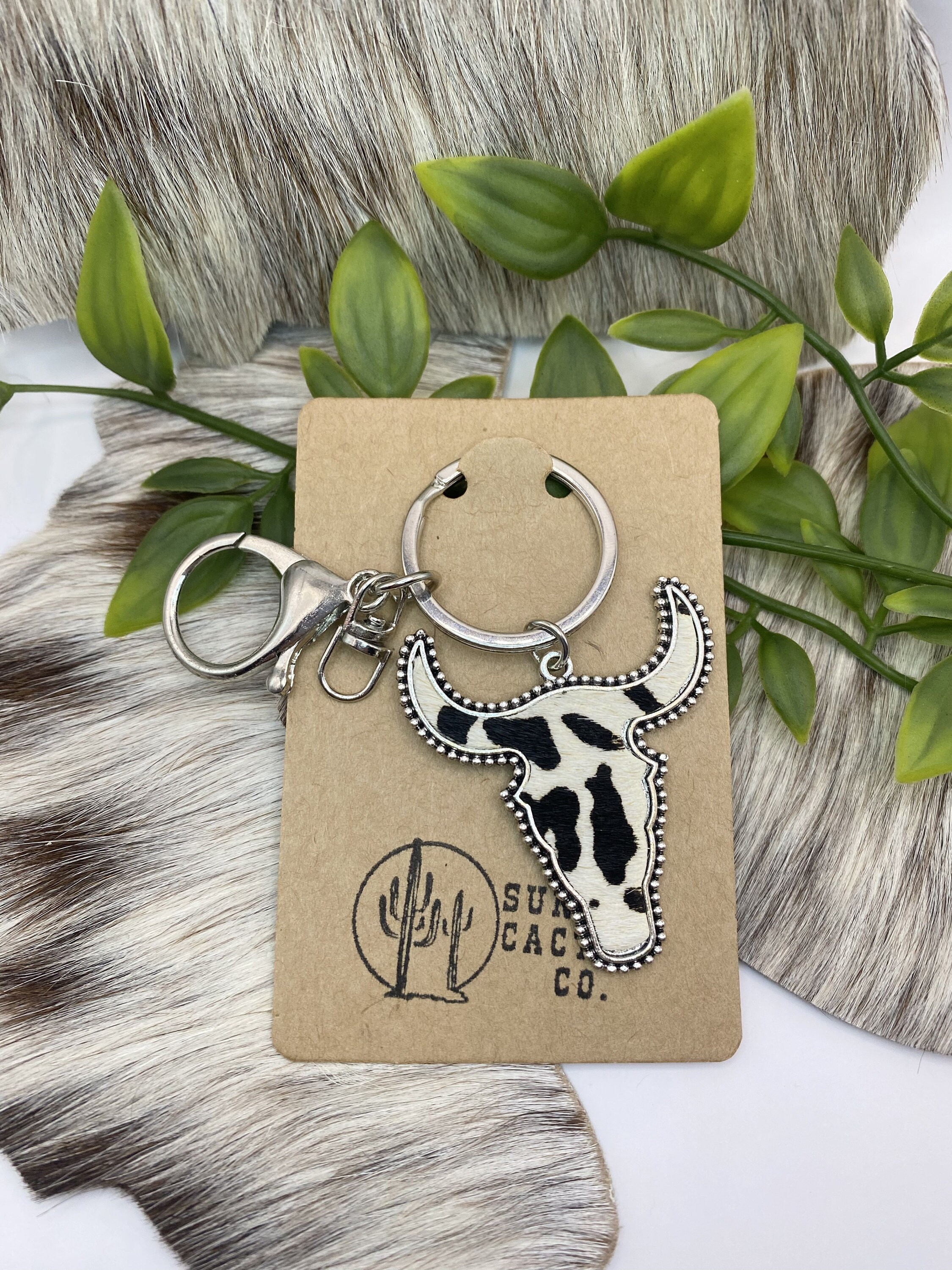 Steer Cowhide Keychain - Etsy