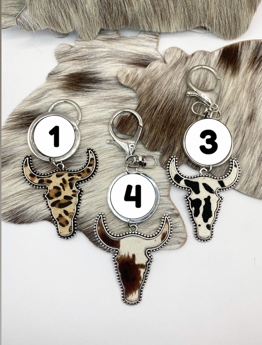 Steer Cowhide Keychain - Etsy