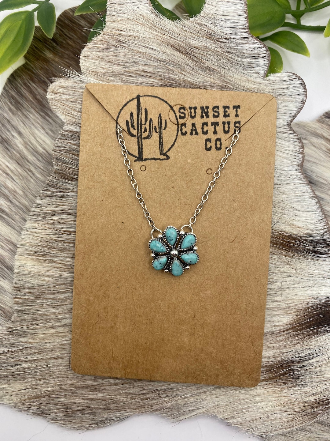 Western Faux Turquoise Flower Necklace, Western Necklace - Etsy