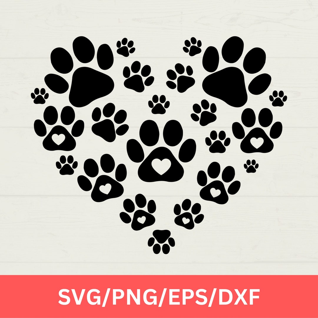 Paw Print Heart, SVG, Dog SVG, Dog Mom SVG, Paw Prints, Dog Lover ...