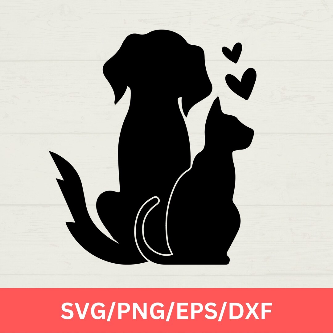 Dog and Cat Silhouette Svg, Dog Cat Outline Png, Dog and Cat Clipart ...