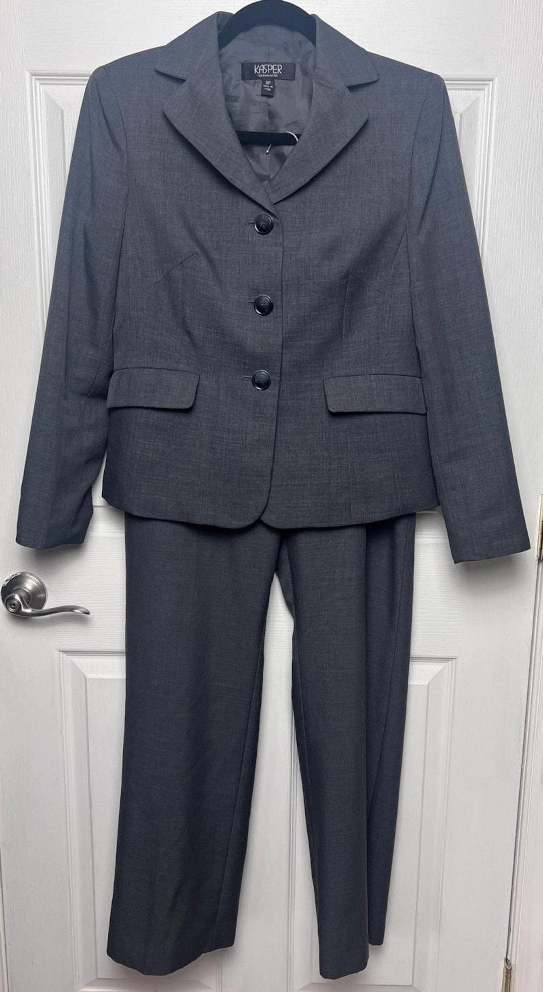 Kasper Separates Women's Pant Suit Set Gray Blazer Pants Size 8 Petite ...